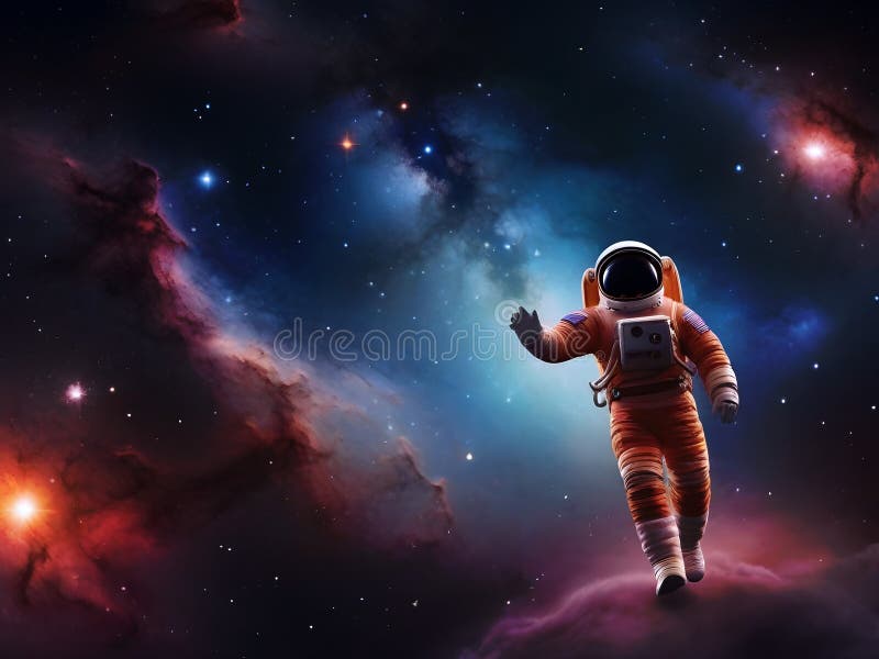 The Astronaut Walking Alone at the Outer Space. Space Exploration Stock ...