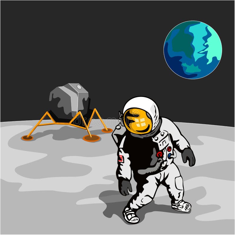 Astronaut Walking on the Moon Stock Vector - Illustration of astronaut ...