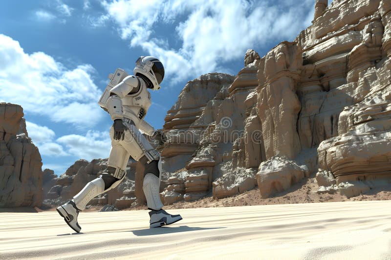 An Astronaut Walking on a Planet with an Incredible View Stock ...