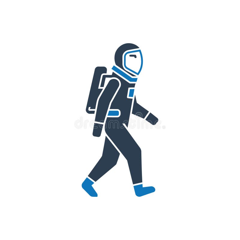 Astronaut Walking in Space Icon Stock Illustration - Illustration of ...