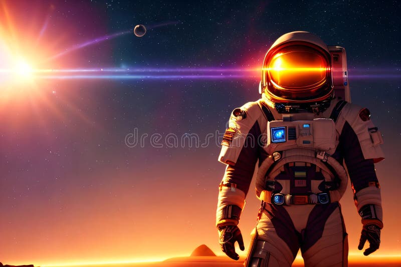 An Astronaut Walks Alone on an Otherworldly Landscape Stock ...