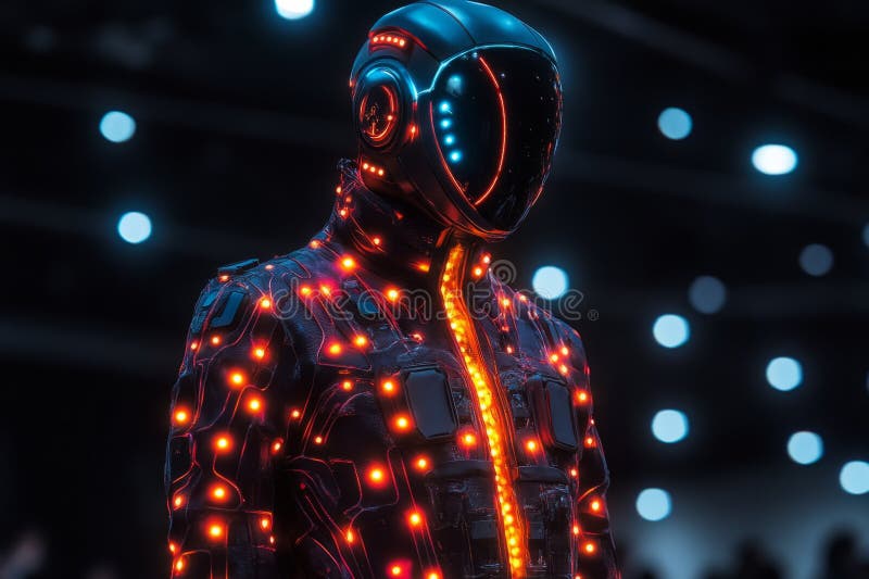 Astronaut Wearing a Futuristic Suit with Glowing Lights Exploring the ...