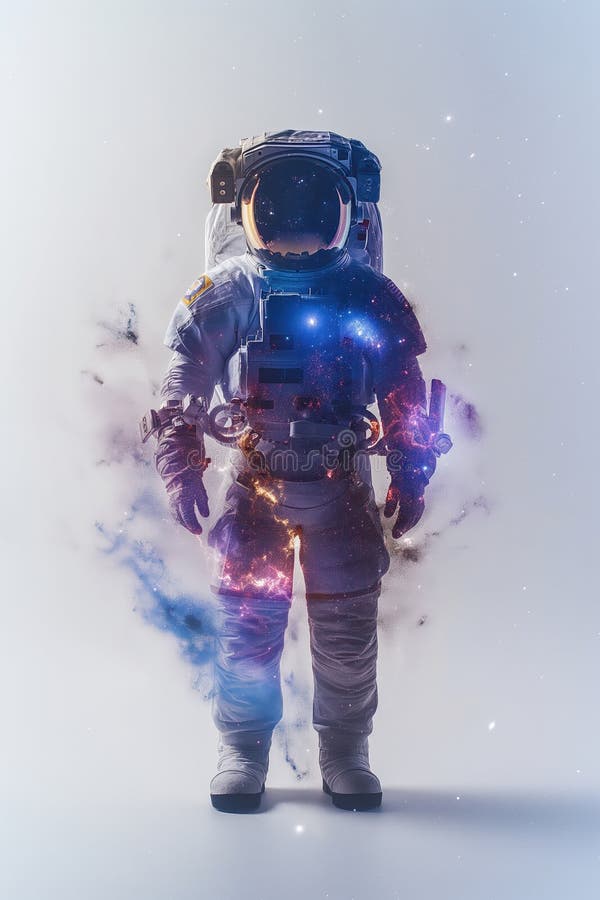 Astronaut Wearing Space Suit Standing with Galaxy Inside Him Stock ...