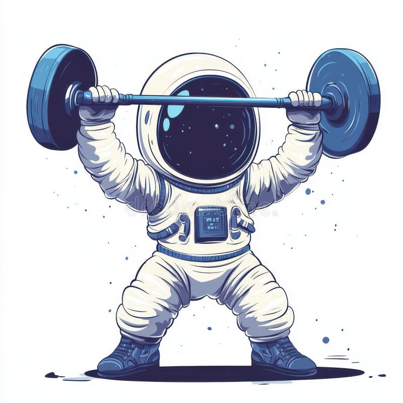 Astronaut Weightlifting in Space Strong Powerful Cosmos Stock ...
