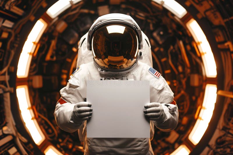 Astronaut with a sign stock illustration. Illustration of astronaut ...