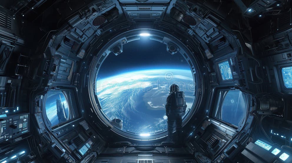 Astronaut Working Inside a Space Module Stock Photo - Image of dream ...