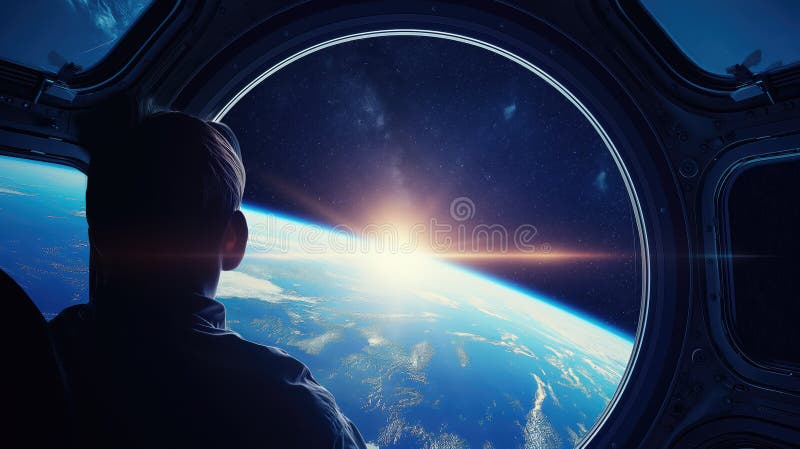 Astronaut Working Inside a Space Module Stock Illustration ...