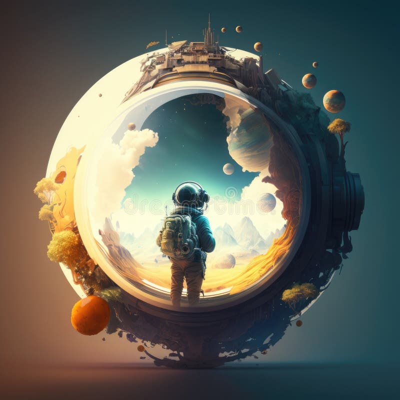 Astronauta Flotando En El Multiverso Imagen de archivo - Ilustración de ...