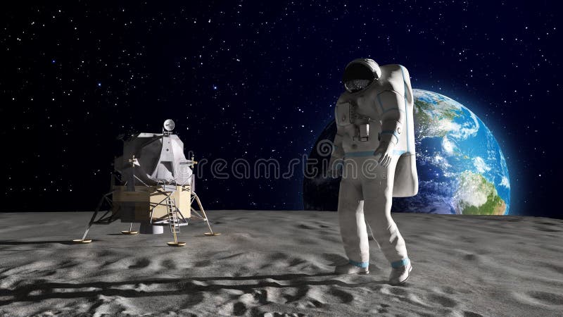 Astronauta na lua ilustração stock. Ilustração de terra - 39475373