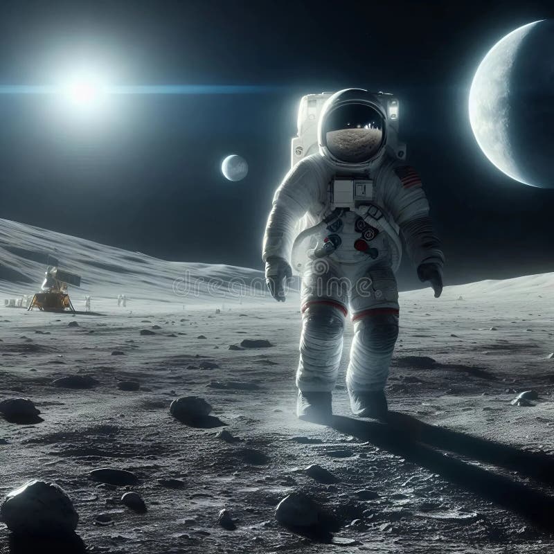 Astronauta na lua ilustração stock. Ilustração de astronomia - 342364649