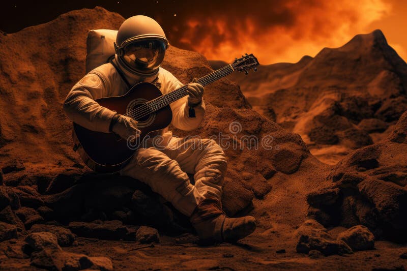 Astronauta Tocando Guitarra En El Desierto 3d Haciendo Que Un ... Astronauta Tocando Guitarra En El Desierto 3d Haciendo Que Un ...