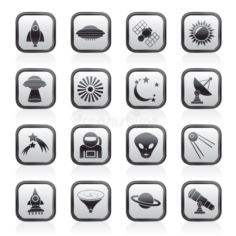 Astronautics and Space Icons - Vector Icon Set Stock Vector ...