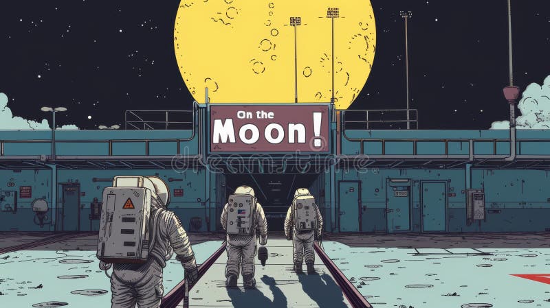 Astronauts Approaching a Space Facility on the Moon Stock Photo - Image of adventure, mission ...