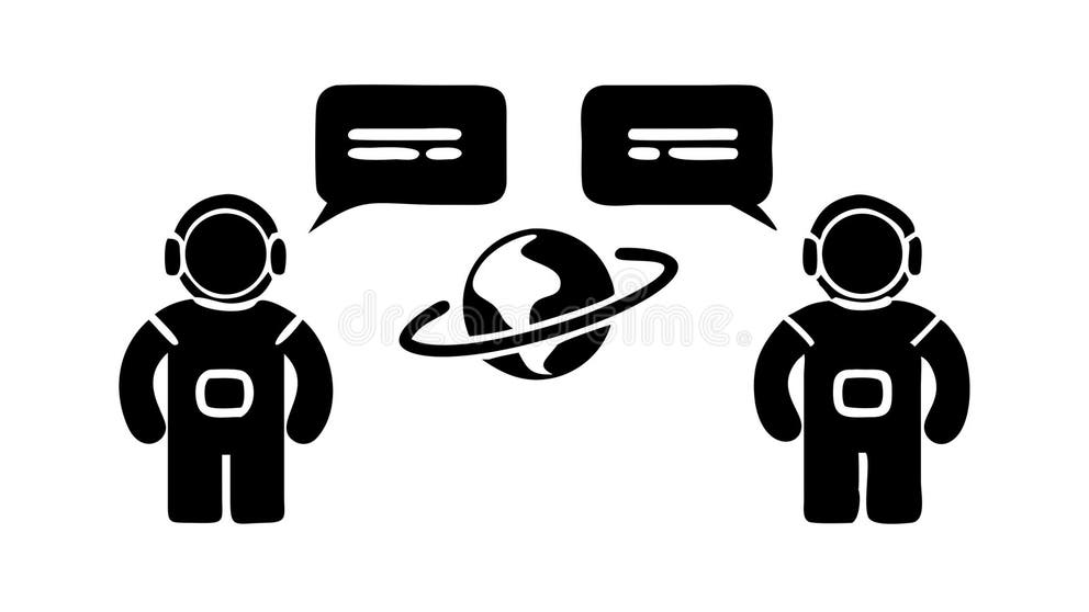 Astronauts Communicating in Space, Cosmic Dialogue, Space Mission ...