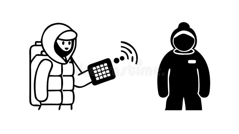 Astronauts Communicating with Wireless Devices in Space, Vector Design ...