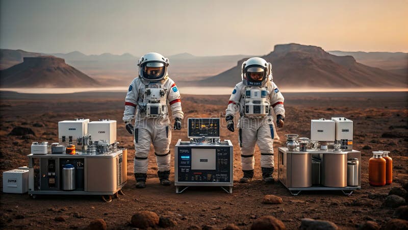 Astronauts Conducting Experiments on Distant Planet, Showcasing ...