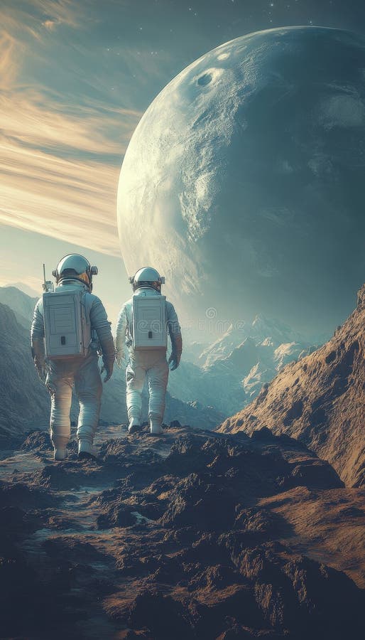 Astronauts Conducting Exploration on the Surface of a Distant Alien ...