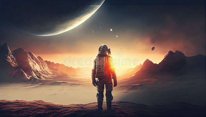 Astronauts on alien planet stock illustration. Illustration of ...