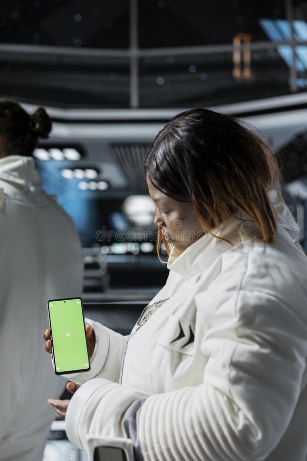 Astronauts Doing Tests Using Mockup Smartphone Aboard High Tech ...