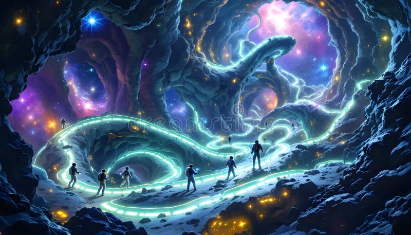 Astronauts Journey through a Celestial Cave: an Epic Space Exploration ...