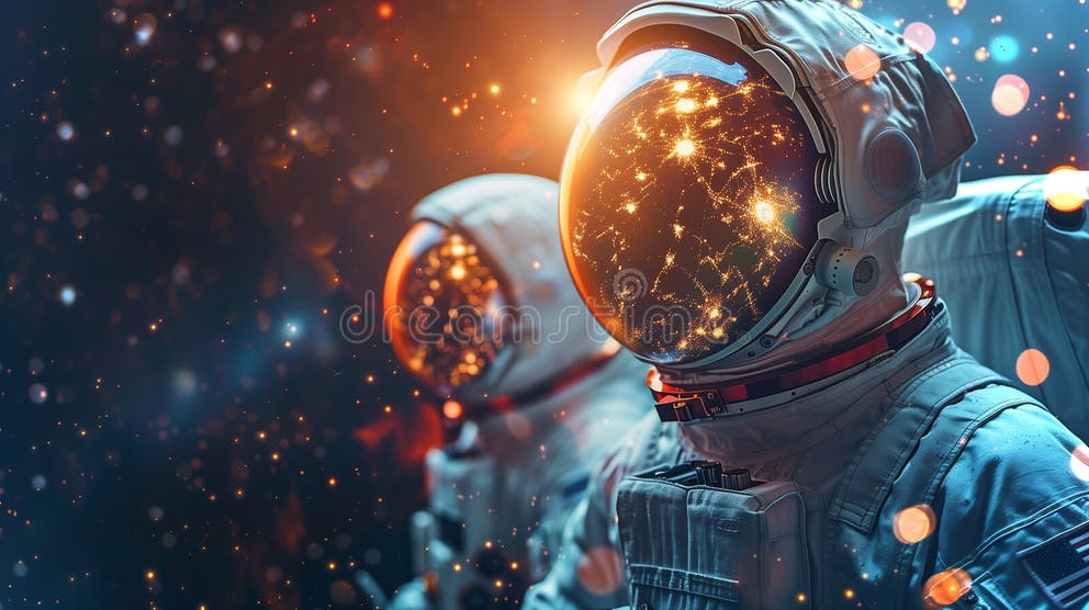 Astronauts Float in a Beautiful Zero Gravity Space, Representing the ...