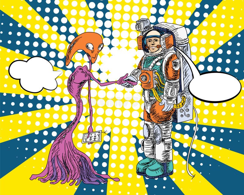 Space Man Comic Art.Astronauts Fly in the Space and Atmosphere ...