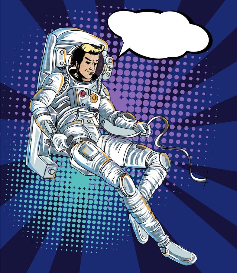 Space Man Comic Art.Astronauts Fly in the Space and Atmosphere ...