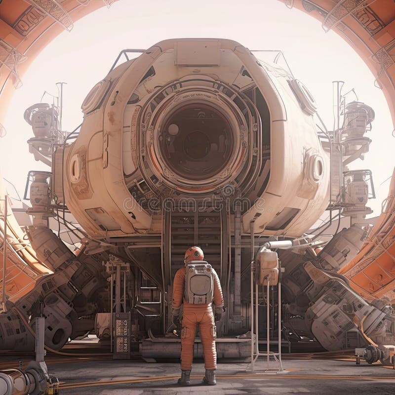 Exploration of Mars. Station on Mars and Astronaut Stock Illustration ...