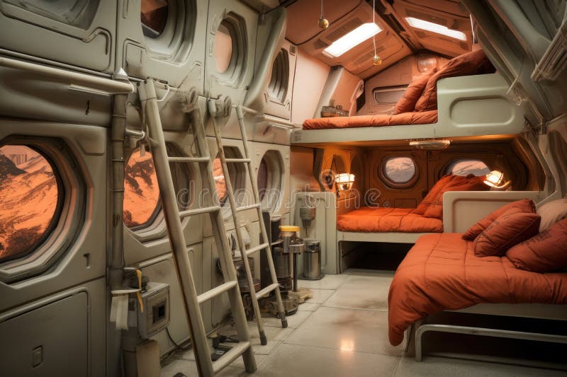Astronauts Mars-themed Bunk and Living Space Stock Illustration ...
