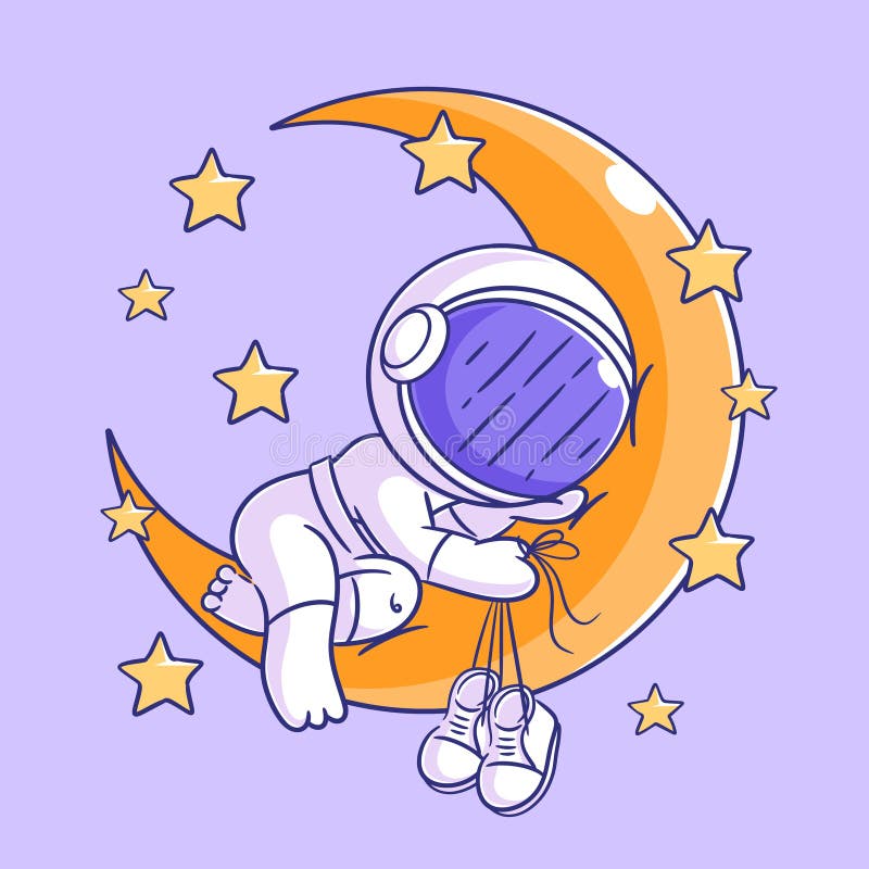 Astronauts are on the Moon and Sleeping Stock Vector - Illustration of ...