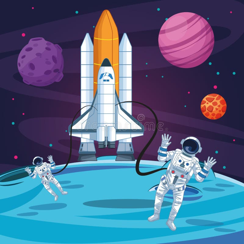Space Exploration and Planets Cartoon Stock Vector - Illustration of ...
