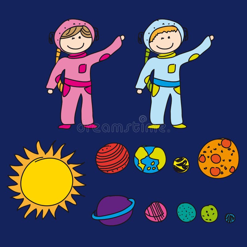 Two little astronauts stock vector. Illustration of pink - 28924127