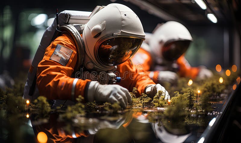 Astronauts Planting First Martian Crops Stock Photo - Image of ...