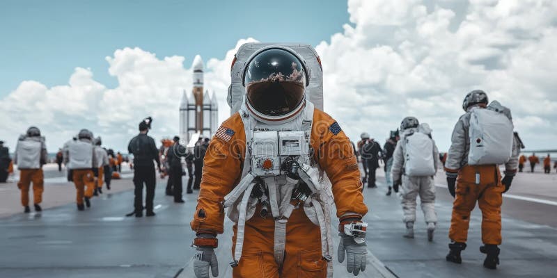 Astronauts Prepare for Launch on a Clear Day As they Advance Towards ...