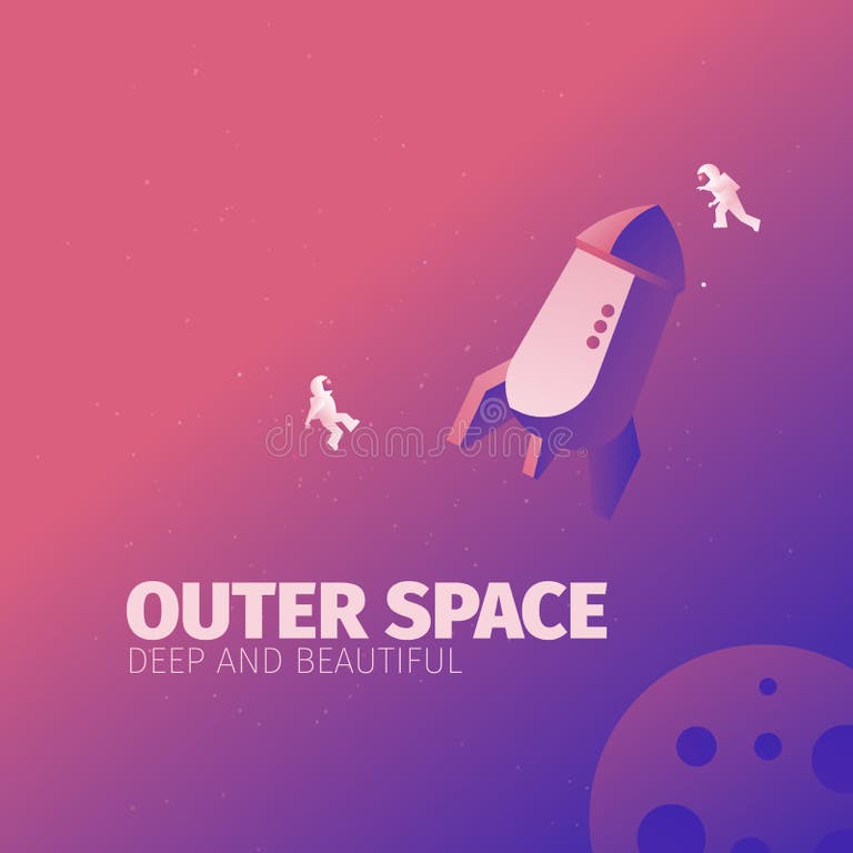 Astronauts and Rocket in Zero Gravity Stock Vector - Illustration of ...