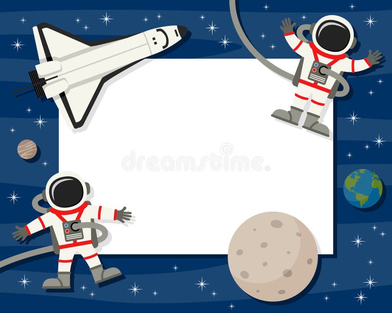 Astronauts & Shuttle Horizontal Frame Stock Vector - Illustration of ...