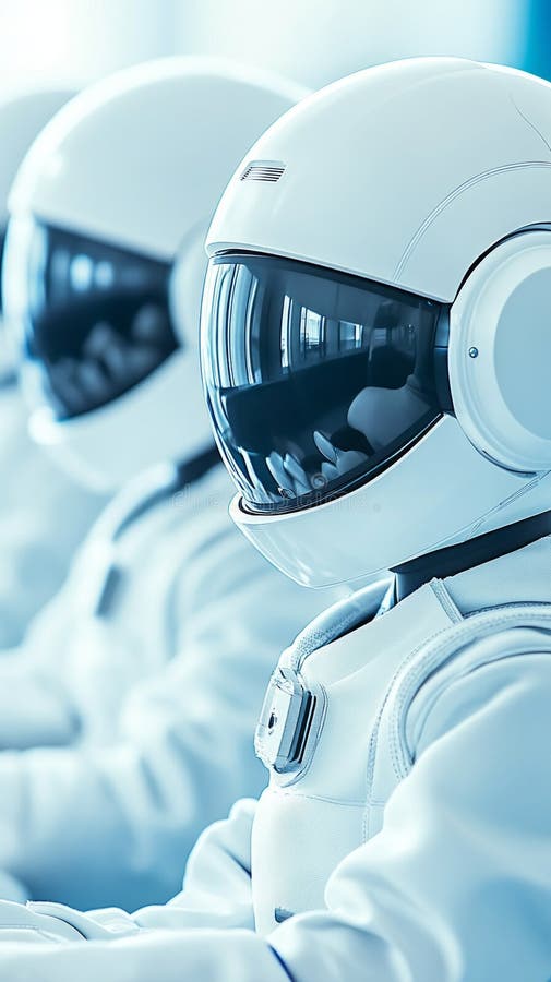 Astronauts in Sleek White Suits and Helmets Engage in Advanced Training ...