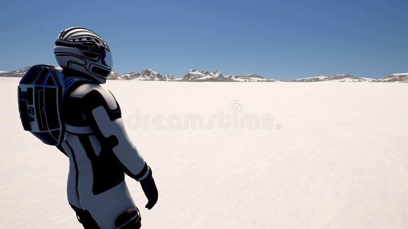 Astronauts on Snowy Alien Winter Landscape. Realistic 3D Render Stock ...