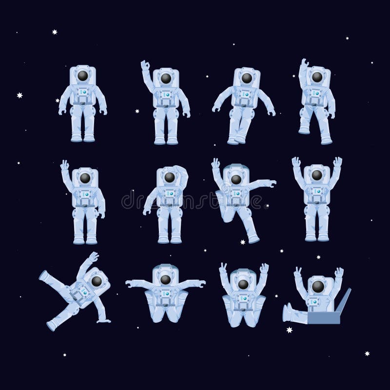 Astronauts in the Space Characters Иллюстрация штока - иллюстрации ...