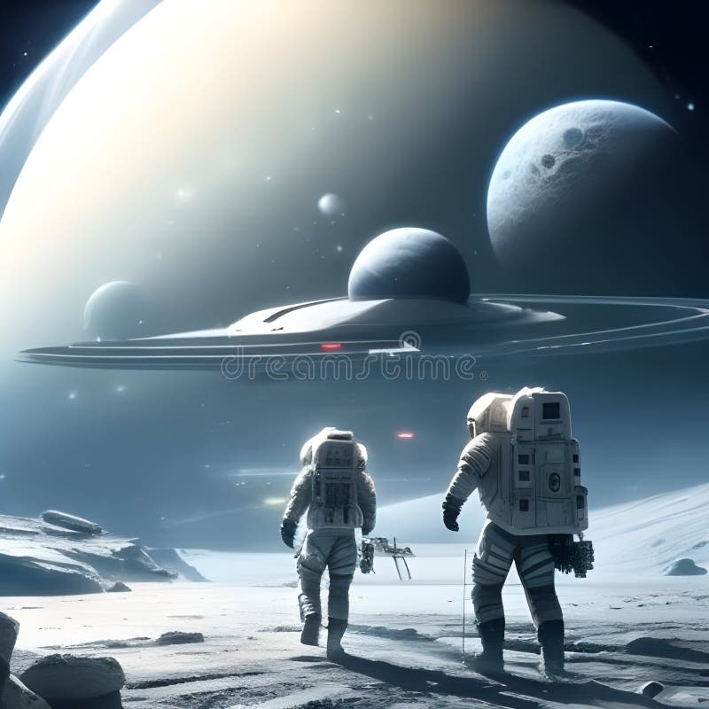 Astronauts in Space. Future Concept Stock Illustration - Illustration ...