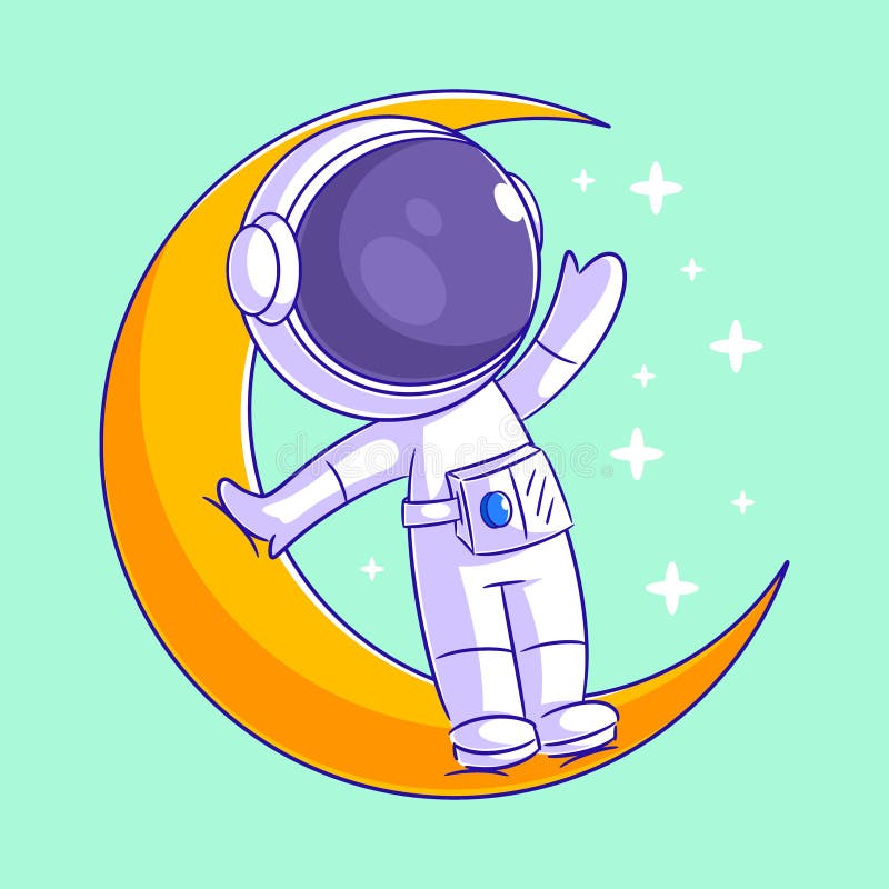 Astronauts are Standing Relaxed on the Moon Stock Vector - Illustration ...
