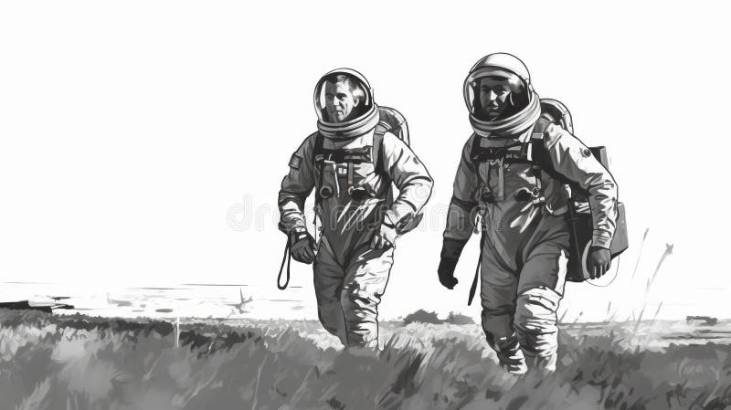 Astronauts Encounter in Stencil Graffiti Style Stock Illustration ...