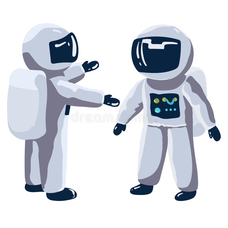 Astronauts Talking Cartoon Vector Icon Illustration. Science Technology ...