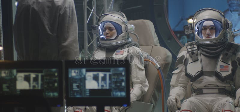 Astronauts Testing Spacesuit Camera Stock Photo - Image of modern ...