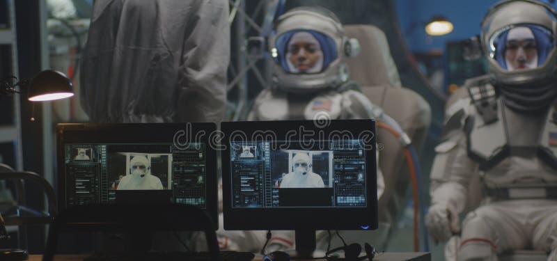 Astronauts Testing Spacesuit Camera Stock Image - Image of preparation ...