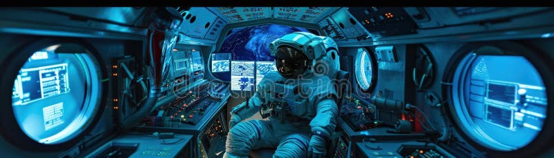 Astronauts Training in a Zerogravity Simulator Stock Illustration ...