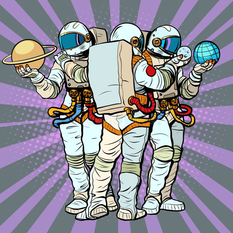 Astronauts View and Explore the Planets of the Solar System. Earth and ...