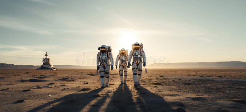 Astronauts Walking To Rocket Ship on Launch Stock Illustration ...