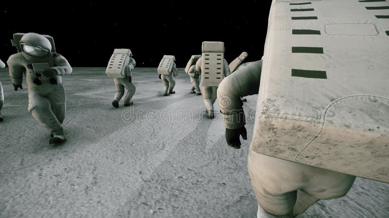 Astronauts Wearing Space Suits Dance on the Surface of the Alien Planet ...