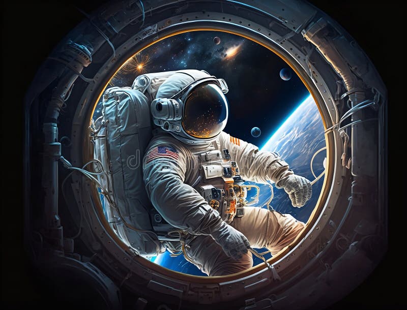 Astronauts Work in Outer Space on the Outer Shell of the Space Station ...